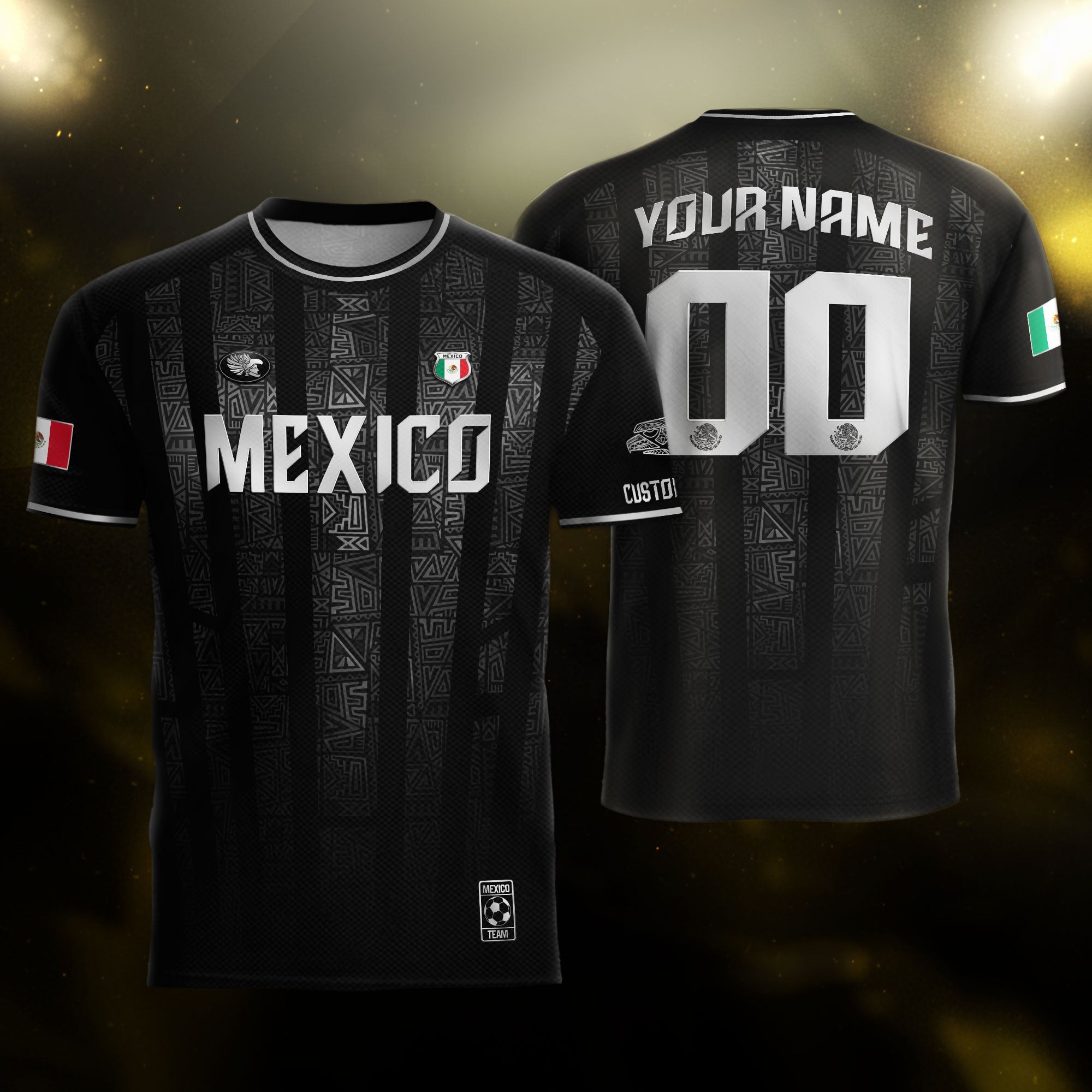 Custom Mexico Black Silver Aztec Pattern Soccer Jersey – Grit Son Sport