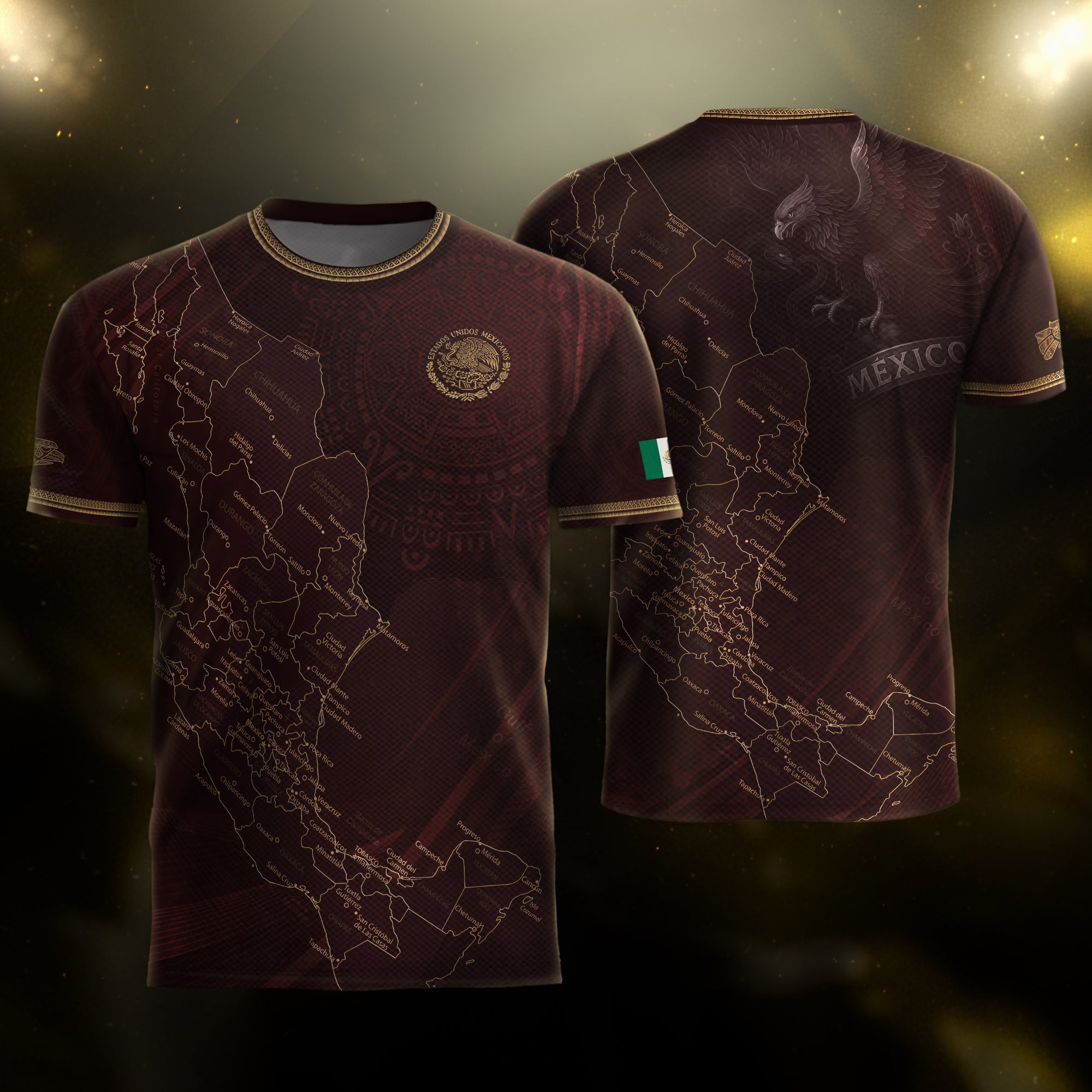 Mexico Burgundy Map Design Aztec Heritage Pride Soccer Jersey – Grit ...